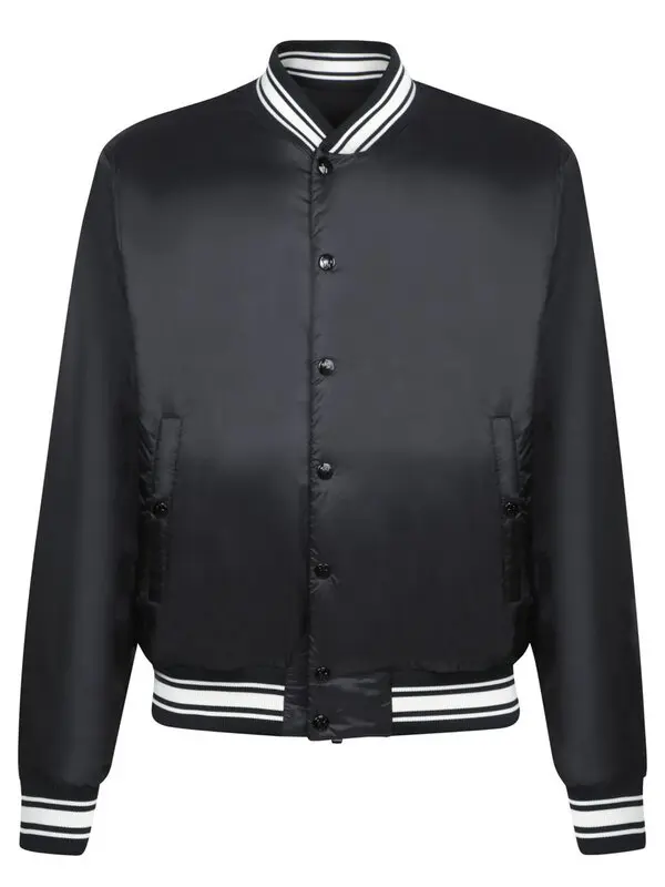 Moncler Glossy Technical Fabric Bomber Jacket - Black