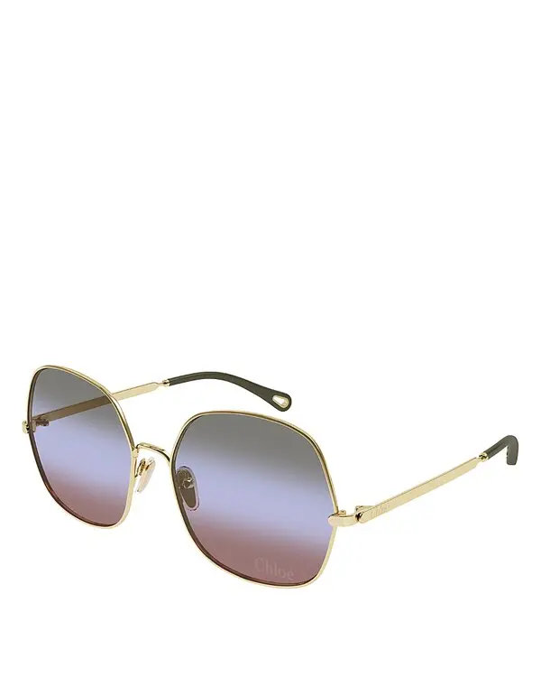 Chloé Aly Squared Sunglasses - Gold