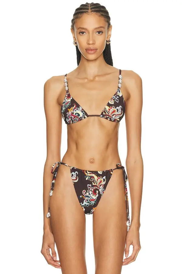 LA PORTE Kendall Bikini Top - Coffee Paisley