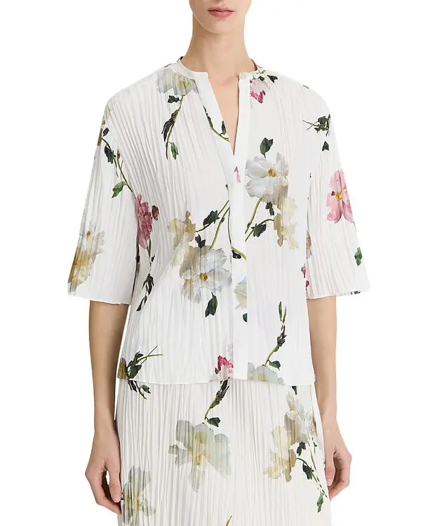 Vince Pleated Peony Print Shirt