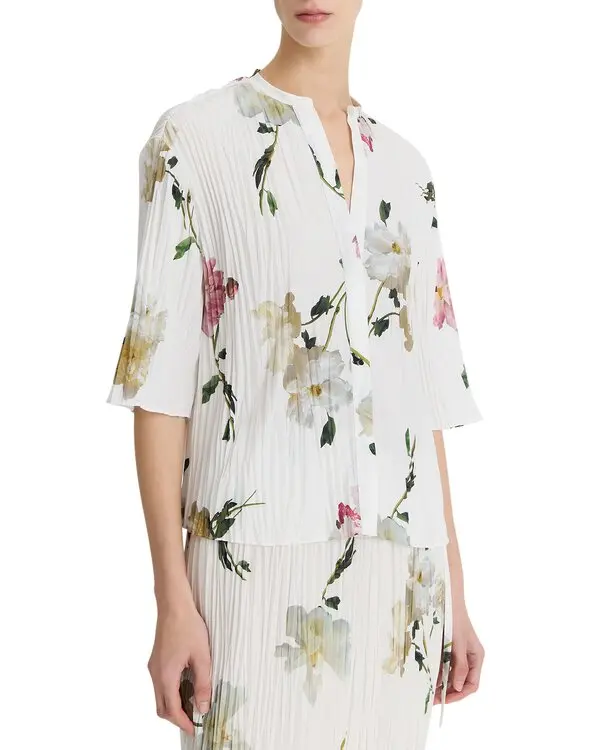 Vince Pleated Peony Print Shirt