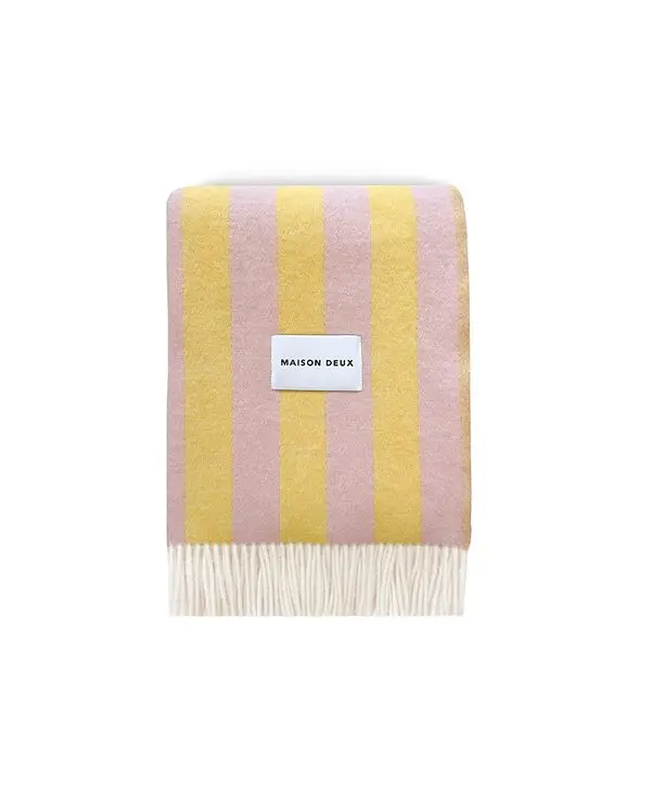 MAISON DEUX Candy Wrap Blanket 51"l X 78"w - Pink And Yellow
