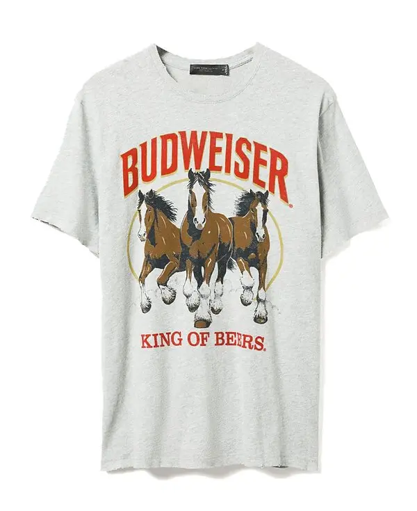 Junk Food Clothing Budweiser Clydesdale Trio Vintage Tee - Heather Grey