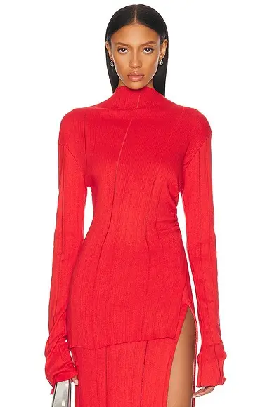 JADE CROPPER Long Sleeve Mockneck Top