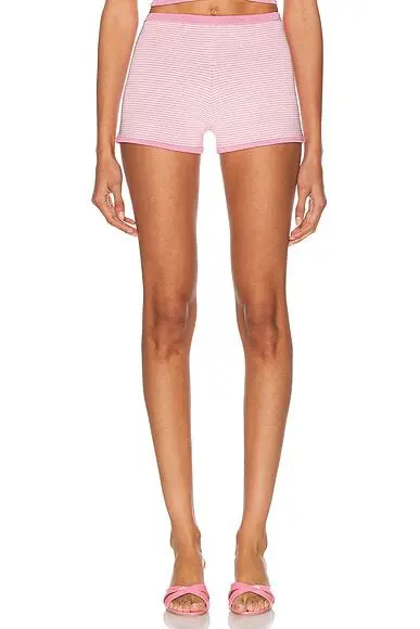 Calle Del Mar Micro Stripe Lycra Mini Short - Guava Stripe