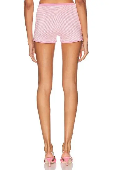 Calle Del Mar Micro Stripe Lycra Mini Short - Guava Stripe