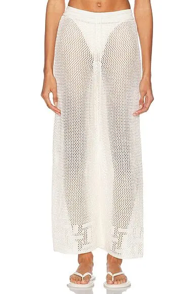 Calle Del Mar Geo Hem Pant Viscose Crochet - Natural