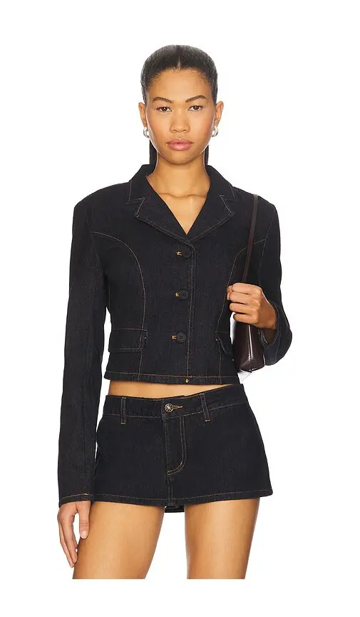 Lioness Lune Cropped Denim Blazer