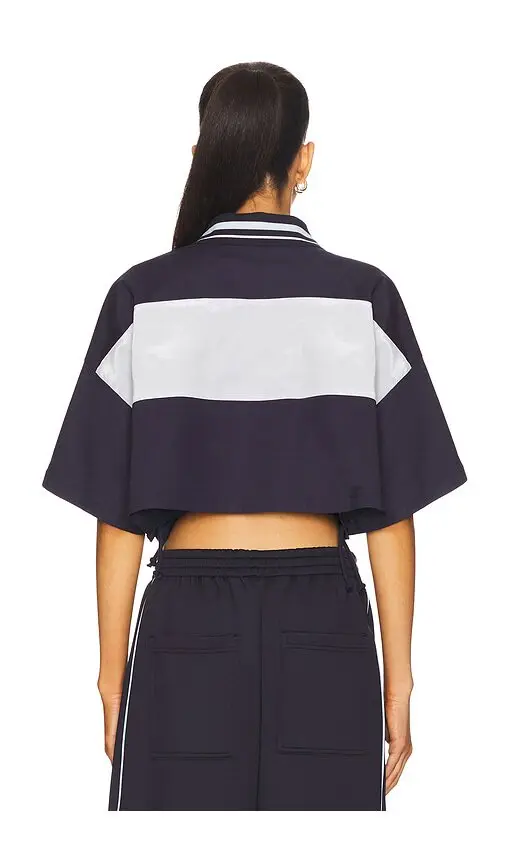 We11Done Cropped Polo Top With Ribbed Collar