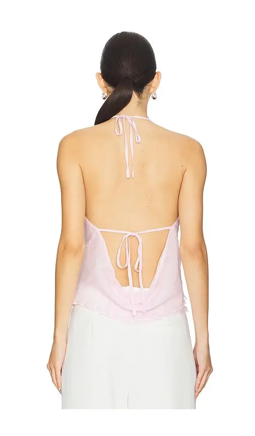 LOVERS AND FRIENDS Halterneck Top With Ruffle Trim - Blush