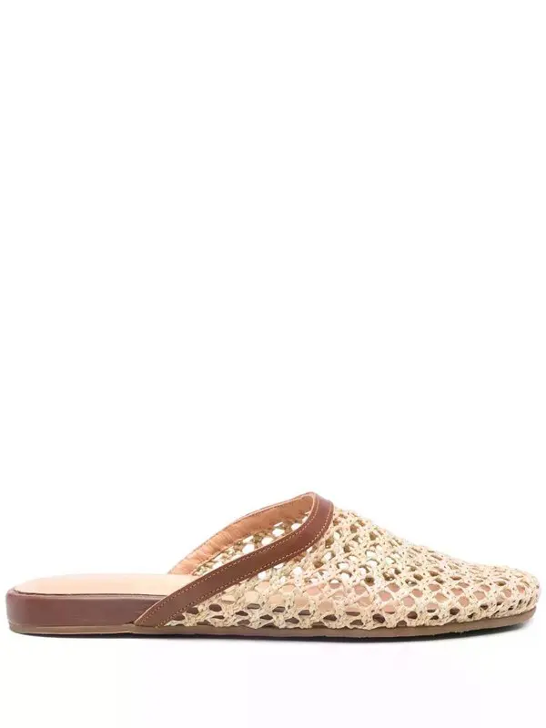 ANCIENT GREEK SANDALS Woven Mules With Metallic Trim - Neutrals