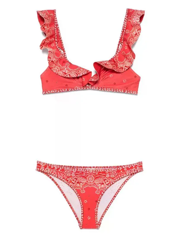 Zimmermann Lucky Frill Bikini - Red