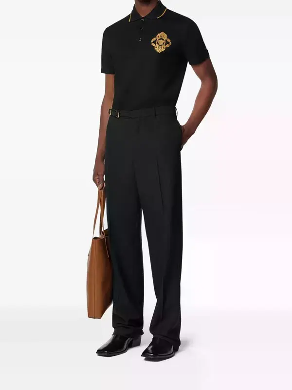 Versace Architectural Baroque-embroidered Polo Shirt