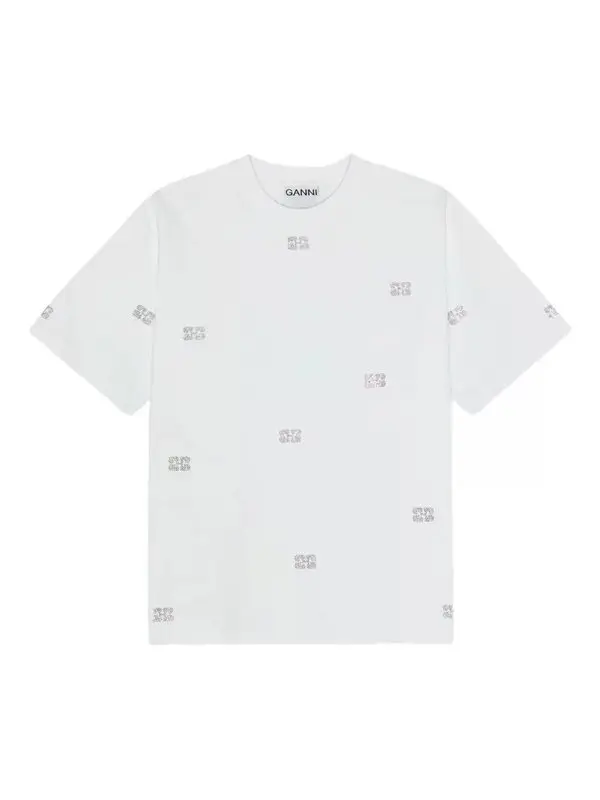 GANNI Rhinestone-embellished Cotton T-shirt
