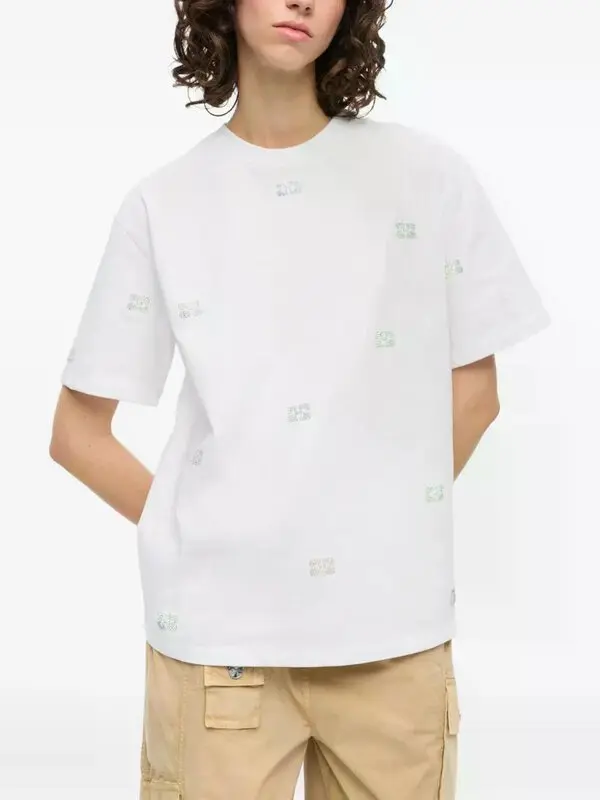 GANNI Rhinestone-embellished Cotton T-shirt