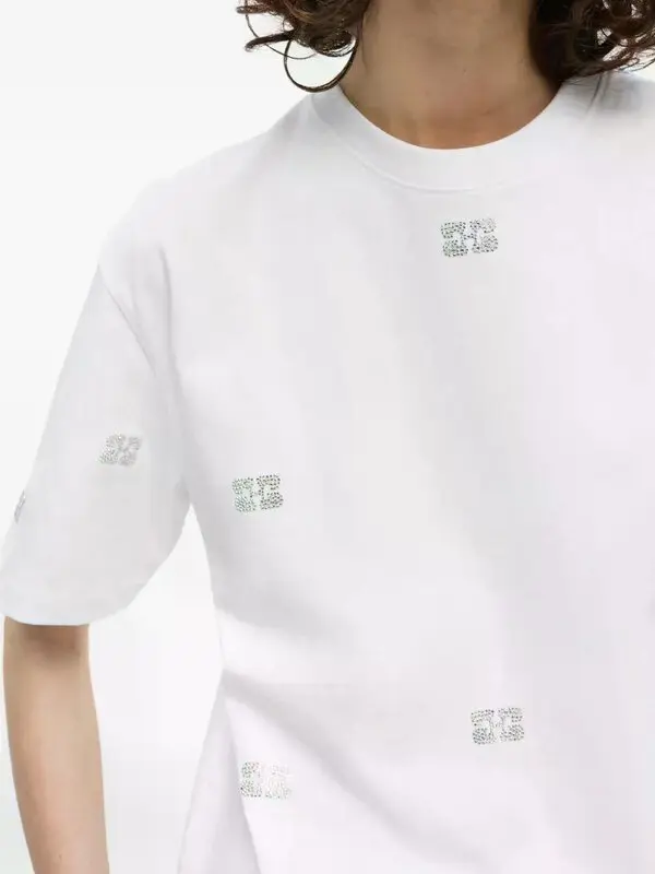 GANNI Rhinestone-embellished Cotton T-shirt