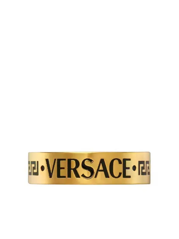 Versace Logo-engraved Band Ring - Gold