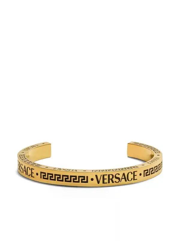 Versace Engraved-logo Cuff Bracelet - Gold