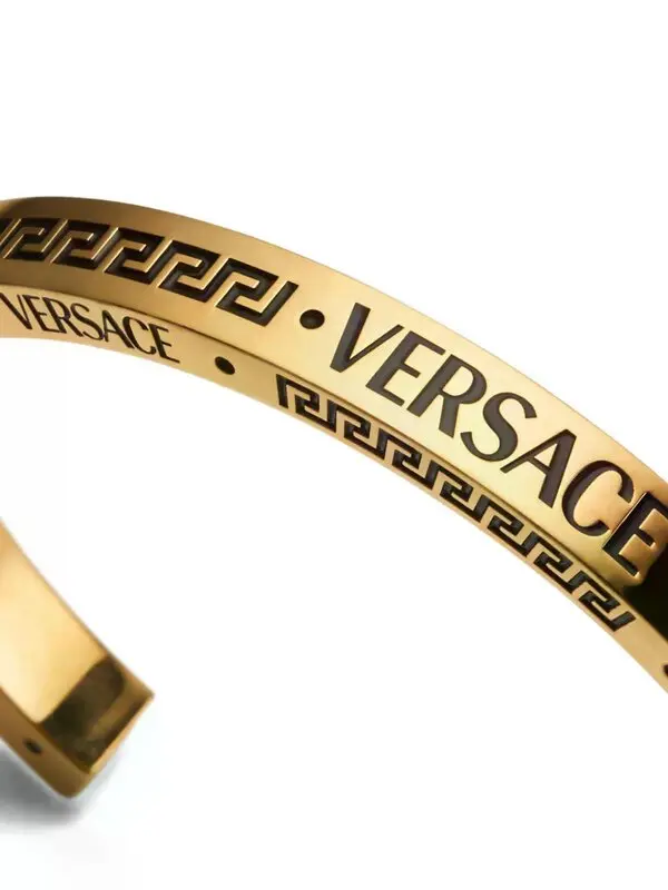 Versace Engraved-logo Cuff Bracelet