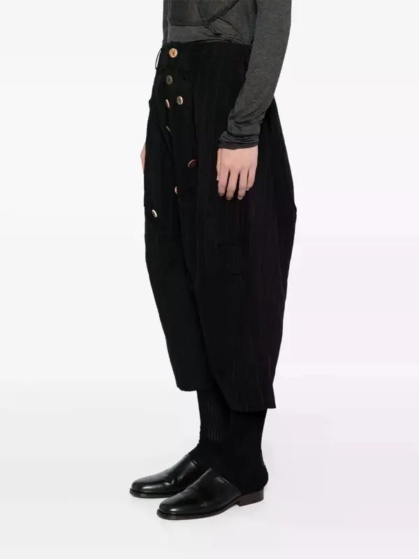 CHIAHUNG SU Pinstriped Drop Crotch Trousers