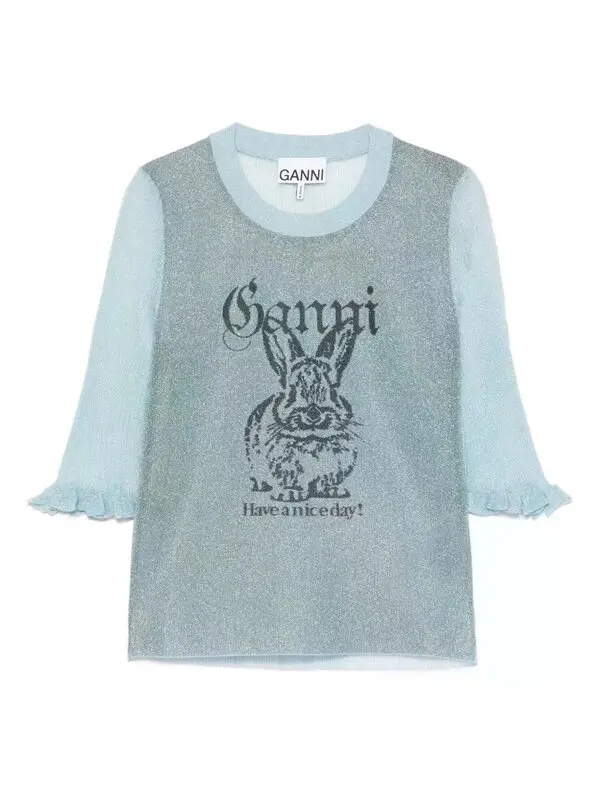 GANNI Bunny Detail Top - Blue