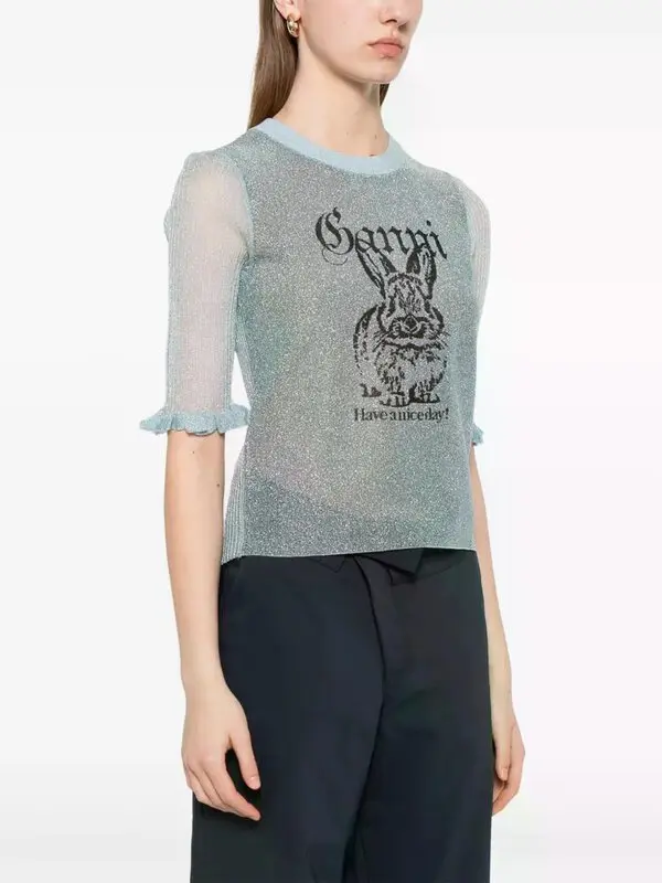 GANNI Bunny Detail Top - Blue