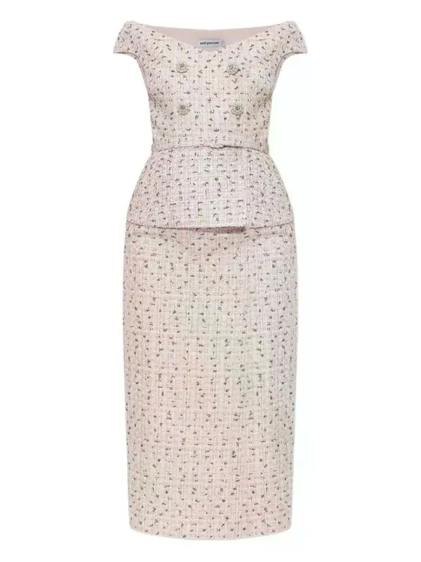 SELF-PORTRAIT Bouclé Midi Dress