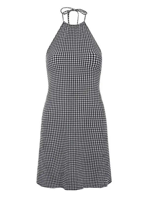 Hunza G Gingham Halterneck Mini Dress - Black