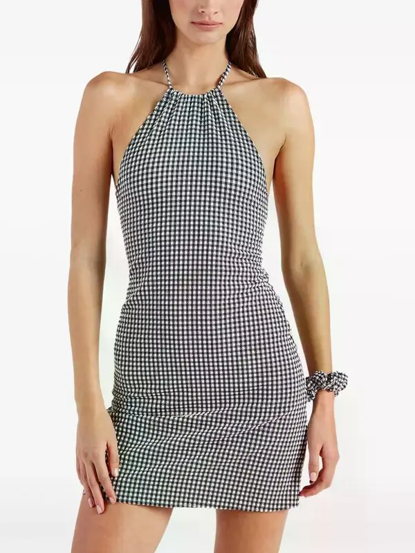 Hunza G Gingham Halterneck Mini Dress - Black