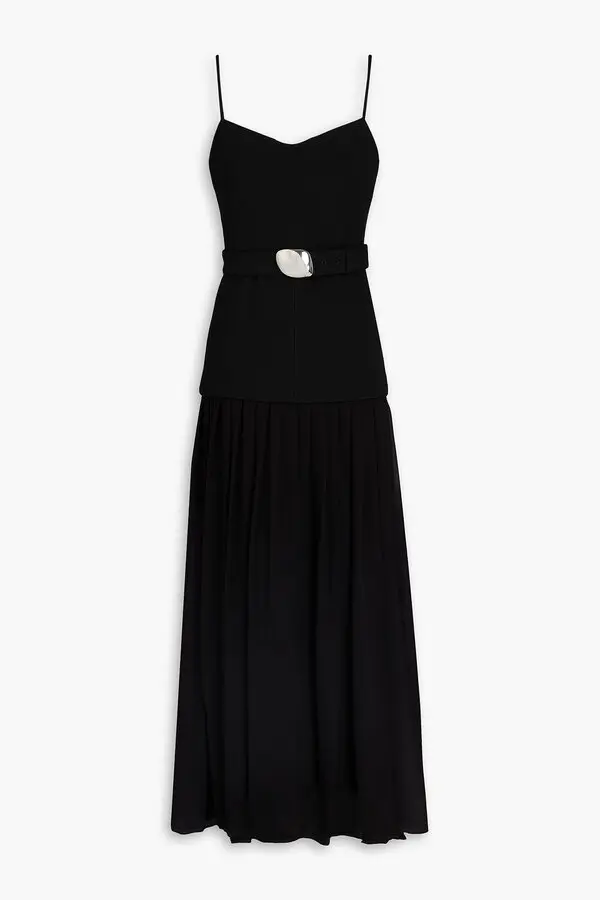 NICHOLAS Belted Crepe And Georgette Midi Dress