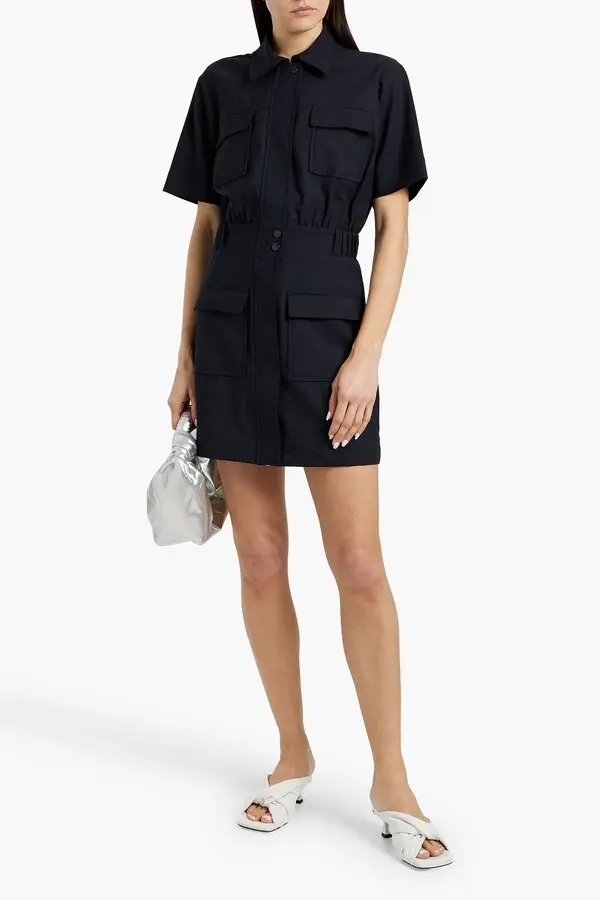 Simkhai Crissy Wool-blend Twill Mini Shirt Dress - Midnight Blue