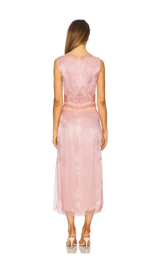 Lpa Daphne Midi Dress With Lace Detail In Light Pink - 6% Off | Editorialist
