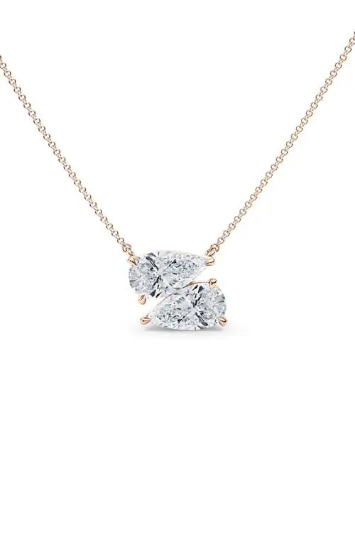 HAUTECARAT Lab Grown Diamond Twin Pear Cut Pendant Necklace - 18k Rose Gold