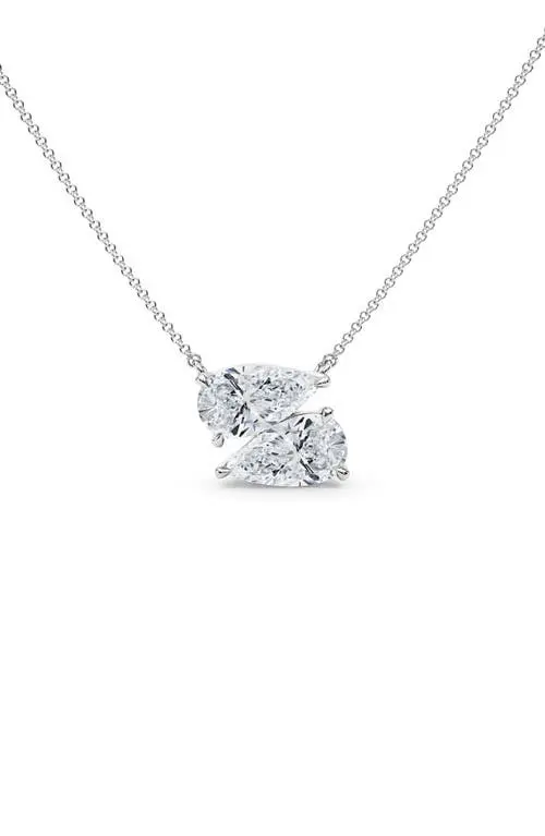 HAUTECARAT Lab Grown Diamond Twin Pear Cut Pendant Necklace - 18k White Gold