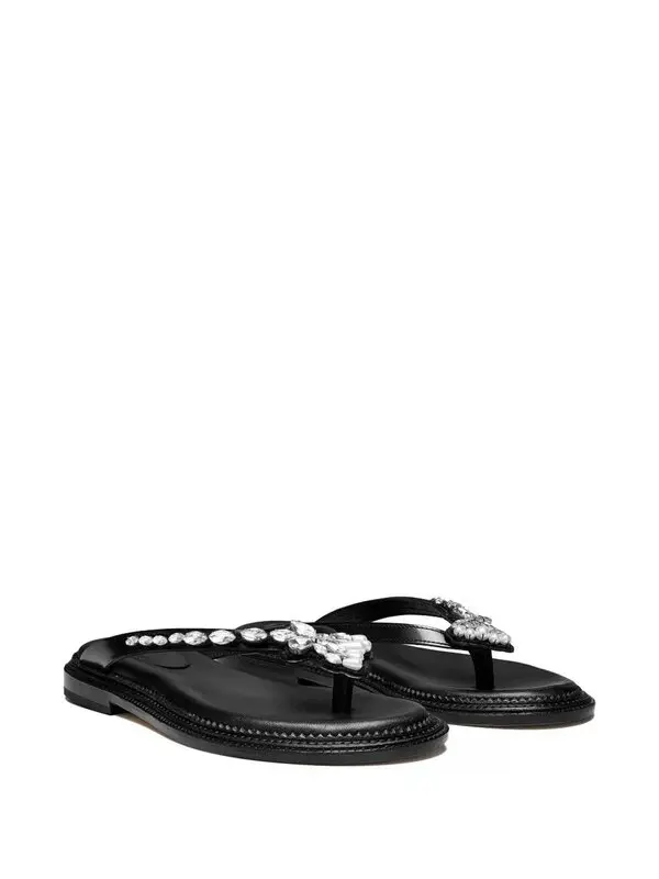 Simone Rocha Crystal-embellished Leather Slides - Black