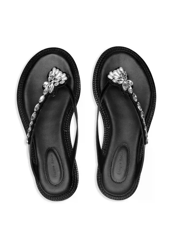 Simone Rocha Crystal-embellished Leather Slides - Black