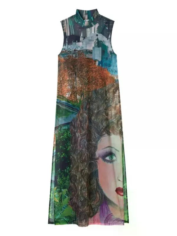 Sunnei Veronique-print Midi Dress