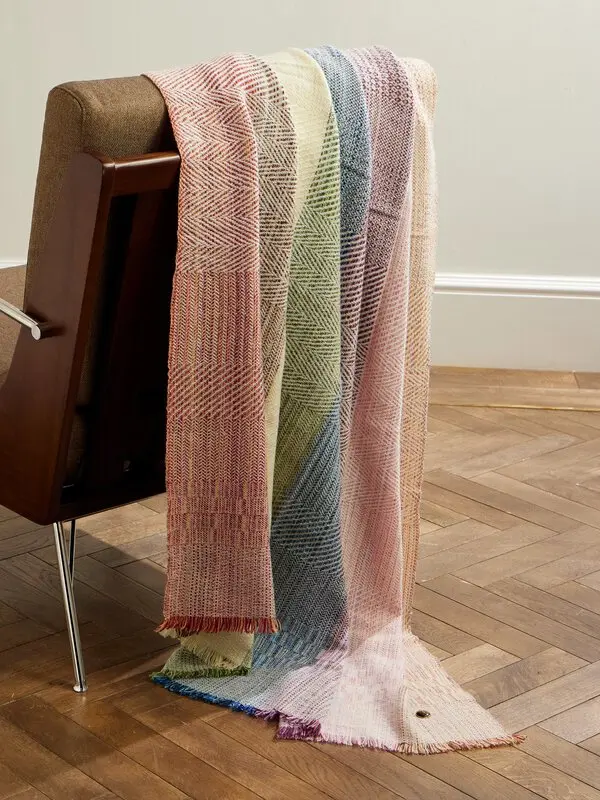 GOD'S TRUE CASHMERE Rainbow Fringed Embellished Cashmere Blanket - Multi