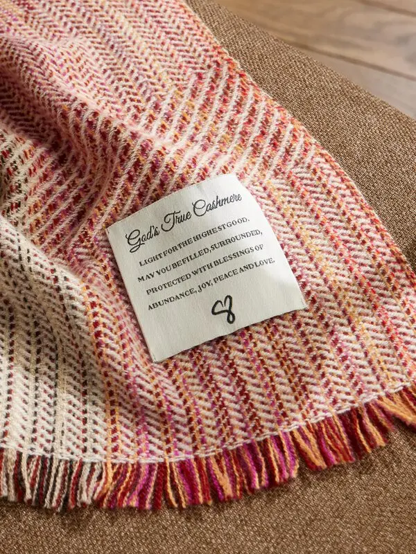 GOD'S TRUE CASHMERE Rainbow Fringed Embellished Cashmere Blanket
