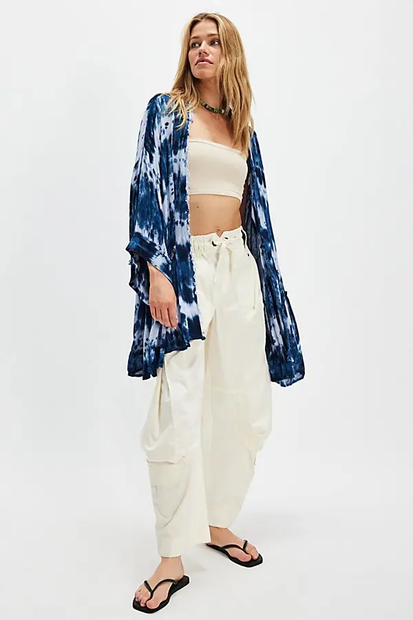 Free People Everyday Tie-dye Open Duster - Blue Combo