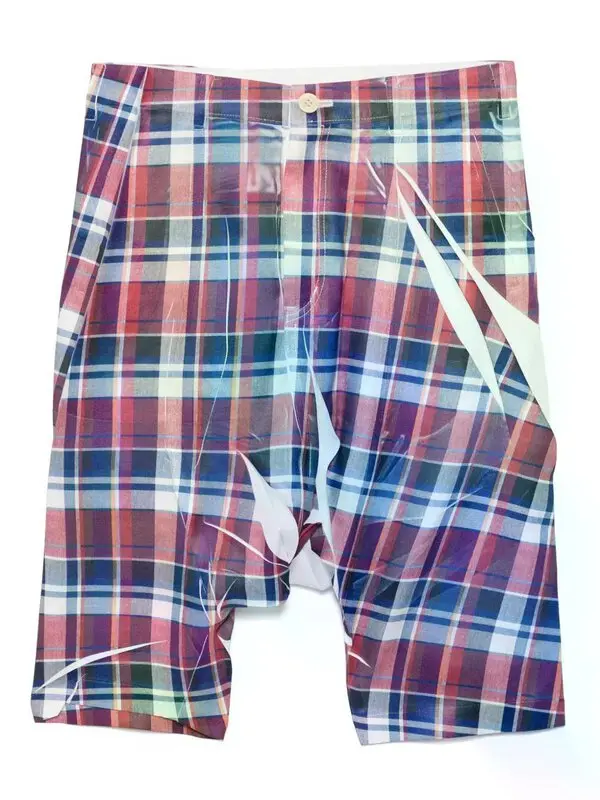 Comme Des Garçons Checked Twill Shorts - Red