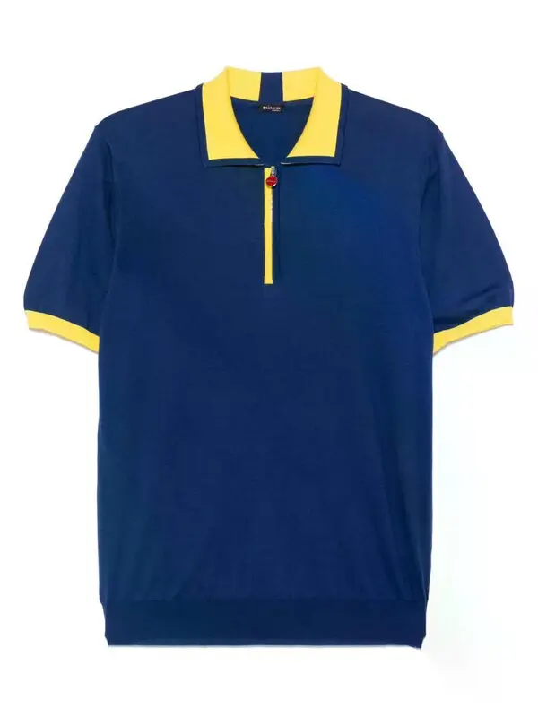 Kiton Contrasting-trim Polo Shirt - Blue