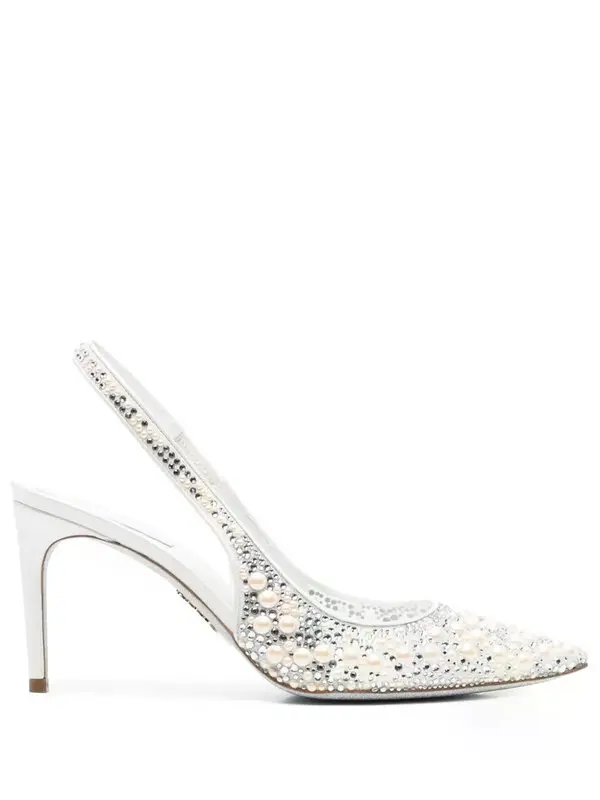 Rene Caovilla 80mm Pearl-embellished Slingback Pumps - Neutrals