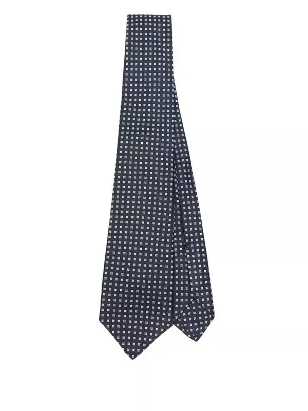 Kiton Patterned Jacquard Neck Tie - Blue