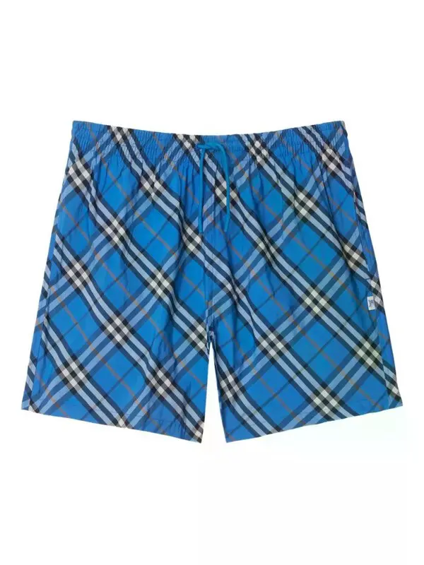 Burberry Checked Swim Shorts - Blue