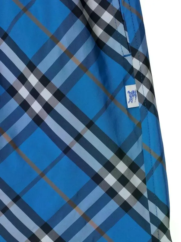 Burberry Checked Swim Shorts - Blue