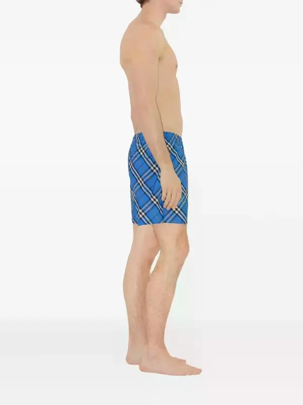Burberry Checked Swim Shorts - Blue