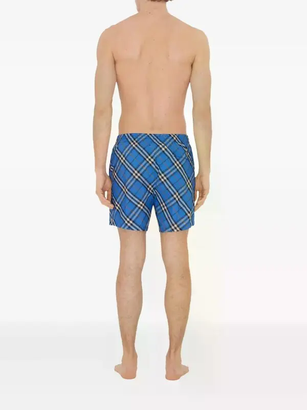 Burberry Checked Swim Shorts - Blue