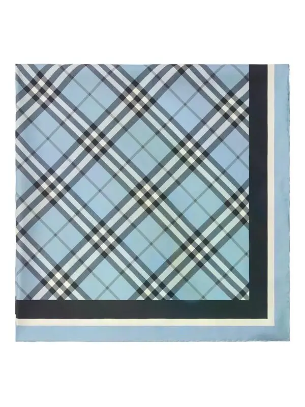 Burberry Checked Silk Scarf - Blue