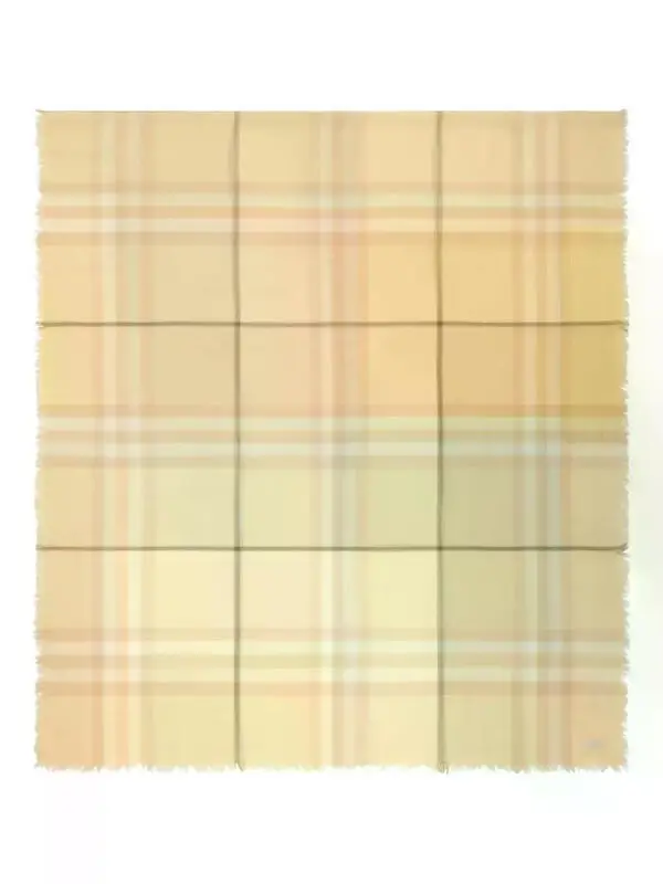 Burberry Checked Wool Scarf - Yellow